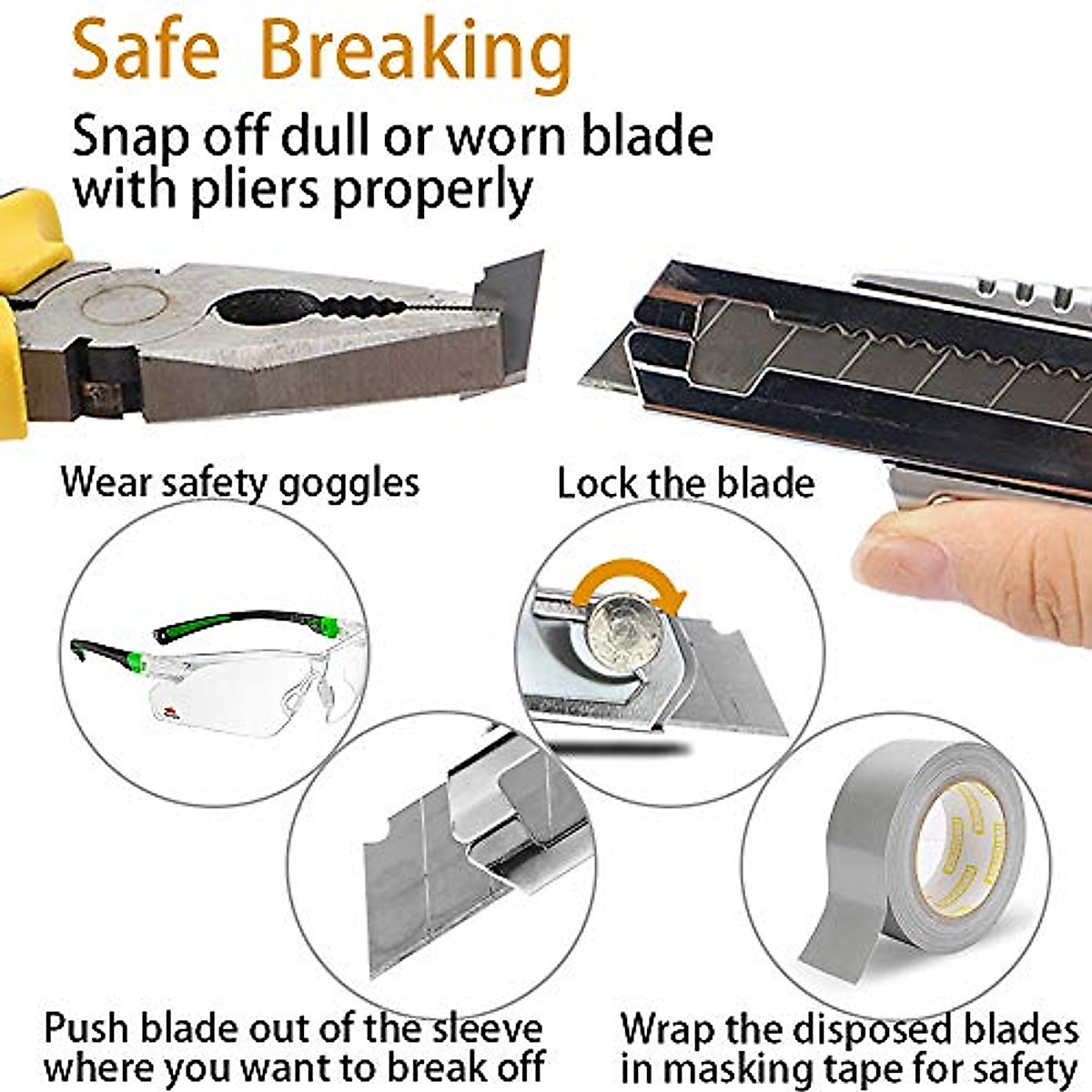 DOWELL Utility Knife Retractable Utility Knife Box Cutters Heavy Duty with 5PCS Extra Blades,Self Loading Blades Function,Knob On Top Can Withstand More Pressure