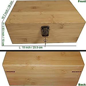 IFMOUKMI Large Bamboo Storage Box Set with Lock Kitchen Spice Organizer with Reasonable Space Layout and All Accessories to Meet Storage Needs