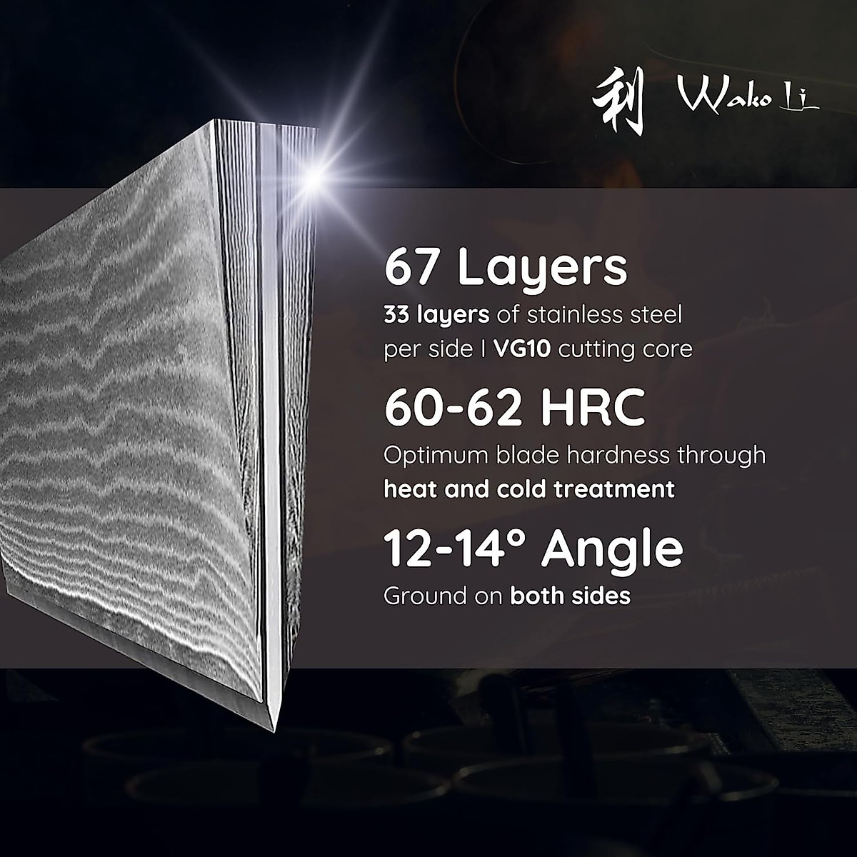 Wakoli Damascus Kitchen Knife Set, 6 Pieces Professional Chef Knife Set made from 67 Layers of Damascus Steel with VG10 Core, Knives Set for Kitchen with Pakkawood Handles in Gift Box (EDIB 6-pcs)