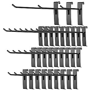 Sumnacon Gridwall Hooks 30 Pcs 4/6/8 Inch Hooks for Grid Wall Panel Notch Grid Wall Hanging Hooks Sturdy Metal Display Hooks for Grid Wall for Craft Show Retail Home Garage Dispaly,Black