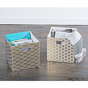 DII Collapsible Polyester Storage Cube, Honeycomb, Gold, Small