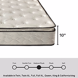 Mattress Solution 10-Inch Medium Plush Pillowtop Innerspring Mattress, Full XL Beige
