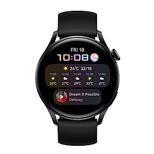 HUAWEI Watch 3 | Connected GPS Smartwatch with Sp02 and All-Day Health Monitoring | 14 Days Battery Life - Black Fluoroelastomer Strap