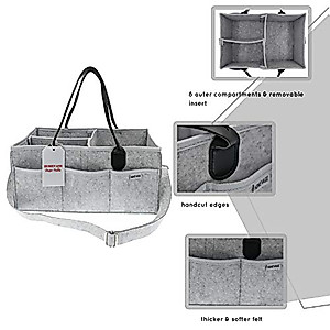 HOMEVAGE Diaper Caddy Caddies Organizer, Baby Cloth Diapering, Tote Bag, Nursery Storage Bin for Changing Table, Portable Car Travel Organizer (Light Grey)