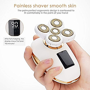 Electric Razor for Women Painless Leg Shaver Hair Remover for Leg Face Lips Body Arm Cordless Bikini Trimmer Lady Wet Dry Instant Shaver Waterproof and USB Rechargeable-Bald Head Shaver for Men