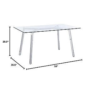 Christopher Knight Home Zavier Tempered Glass Dining Table, Clear / Chrome