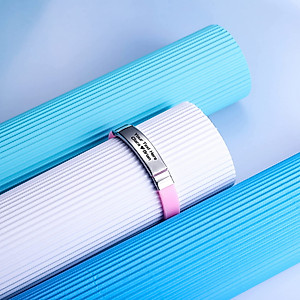 OTXIXTO Personalized Bracelet Engraving Names Silicone Sport Wrist Identification ID Tag Bracelet/Customized for Men Women Stainless Steel Rubber Adjustable Length(SA: pink belt)