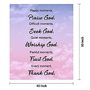 OHDS Christian Bible Verse Throws Blanket Healing Spiritual Blanket Gifts, Religious Prayer Soft Flannel Fleece Bed Blanket Get Well Soon Gifts with Inspirational Thoughts & Hugs 40"X 50"