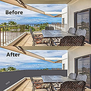 QIAOH Balcony Privacy Screen Cover 2.5x29.7ft, Privacy Screen Outdoor Patio, Balcony Privacy Screen Cover Windproof Sun Shade Protection,Cable Zip Ties Included