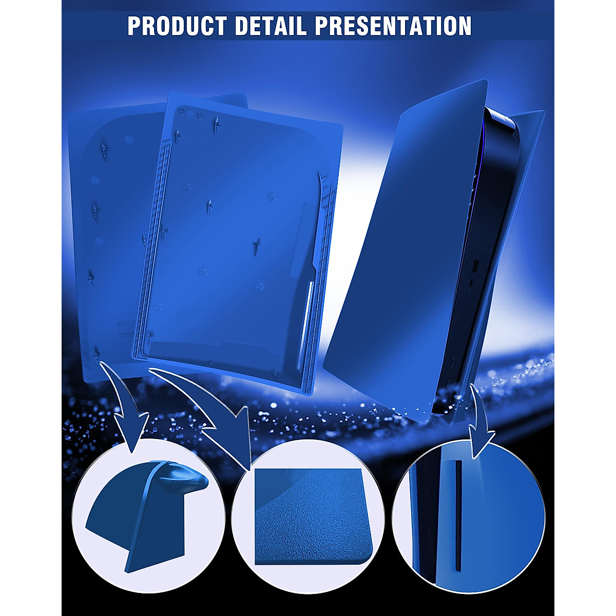 Joso Faceplate for PS5 Disc Edition, Anti-Scratch Dustproof Case Replacement, Cover Skin Fit for PS5 Console (CD-ROM), Plates for PS5 Accessories, Easy Installation - Blue