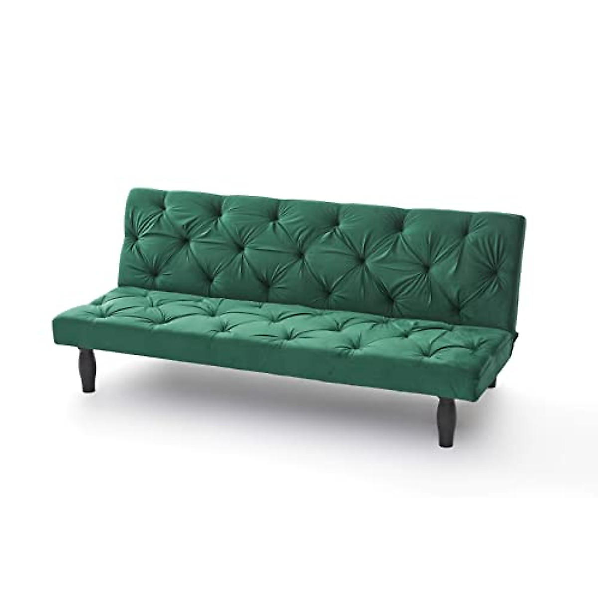 ERYE Green 3-in-1 Upholstered Futon Loveseat Convertible Sleeper Bed,2-Seaters Sofa & Couch Soft Cushions Love Seat Daybed for Small Space Living Room Napping Velvet Armless NO Pillows
