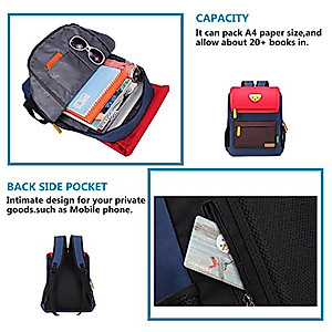 Willikiva Cute Bear Kids School Backpack for Children Elementary School Bags Girls Boys Bookbags (Red/Coffee/Royalblue, Medium)