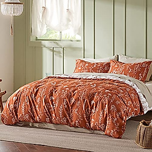 Bedsure California King Comforter Set - Terracotta Comforter, Cal King Bed Set, Cute Floral Cali King Bedding Set, 3 Pieces, 1 Soft Reversible Botanical Flowers Comforter and 2 Pillow Shams