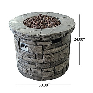 Christopher Knight Home Angeles Outdoor Circular Fire Pit - 40,000 BTU, Grey