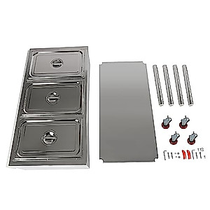 KOLHGNSE Commercial Electric Food Warmer, 3-Pot Steam Table Food Warmer 0-100℃ with Movable Wheels, Professional Stainless Steel Material for Catering and Restaurants