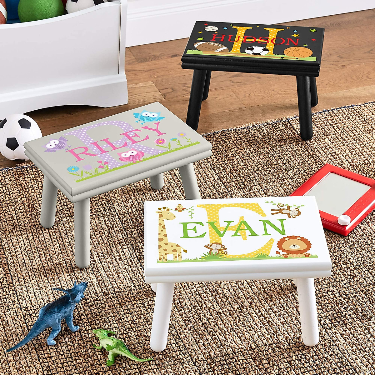 Let’s Make Memories Personalized My Own Name Step Stool - Children’s Step Stool - Sturdy Wood – Non-Toxic Paint, Sealer - Unicorn Design - Natural - 14’Wx9.25”Lx8.75”H - Ages 3+