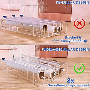 LAMPTOP Foil and Plastic Wrap Organizer, 2 in 1 Plastic Wrap Dispenser With Cutter, Aluminum Foil Organization and Storage, Tin Foil Organizer for Drawer, Compatible with 13" Roll (Upgrade)