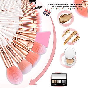 DUAIU Professional Makeup Brushes Set 16PCS Marble Handle with 4PCs Sponge Blenders Foundation Brushes Eyeshadow Brush Lip Brush Silicone Face Mask Brush Make Up Tool