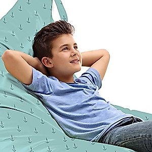 Ambesonne Nautical Lounger Chair Bag, Sea Ocean Theme Repetitive Anchors Pattern in Aquatic Tones, High Capacity Storage with Handle Container, Lounger Size, Pale Seafoam Pale Teal