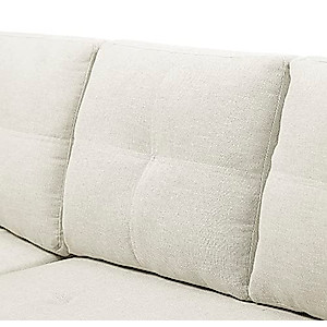 Merax 85" Reversible Sleeper Sectional Sofa Couch with Pull-Out Sleeper Bed, L-Shape 3-Seater Convertible Corner Couch Sofa Bed with Storage Chaise and Copper Nail for Living Room (Beige)