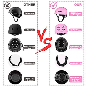 WayEee Kids Bike Helmet Knee Elbow Pads Wrist Guards Set for 4~10yrs Boys Girls Child, Adjustable Protective Gear Set for Sports Skateboarding Cycling Scooter Roller Skating Longboard Rollerblade