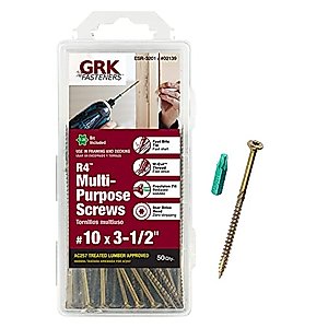 GRK 772691021397 02139#10 x 3-1/2" R4 Multi-Purpose Screws Count, 10", Gold, 50