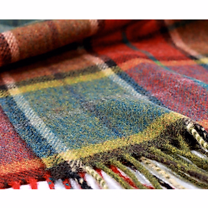 Biddy Murphy 100% Irish Lambswool Plaid Scarf, Soft & Warm, Celtic Tartan Pattern, Earthtone