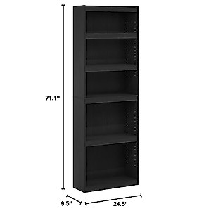 Furinno Jaya Enhanced Home 5-Tier Shelf Bookcase, Blackwood