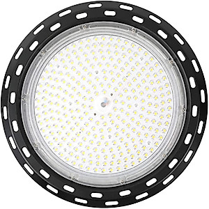 Q QINGCHEN Warm White 3000K 2700K LED High Bay Light 200W,ETL Certified Full Spectrum UFO High Bay LED Shop Light for Factory Work Shop Plant Growth