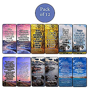 Bible Verses Bookmarks (12-Pack) - Bible Verses to Release Stress and Anxiety - Inspirational Religious Scriptures Prayer Cards - Best Encouragement Gifts for Men Women Teens Kids - Church Supplies