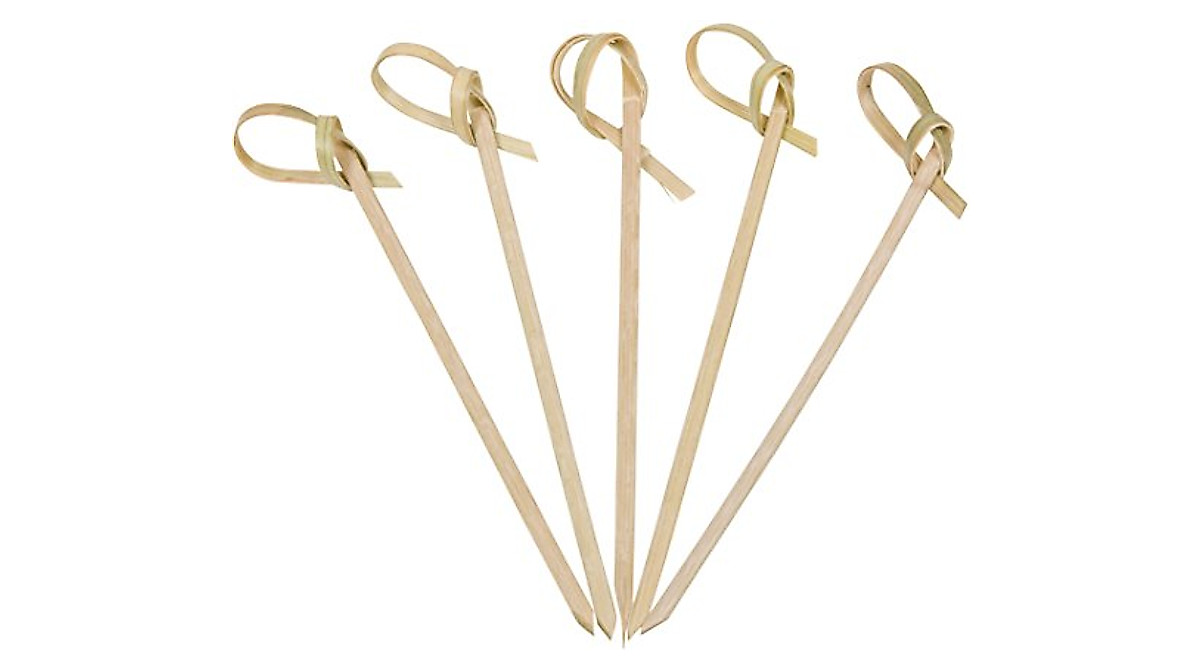 KingSeal Bamboo Wood Flower Knot Picks for Cocktails