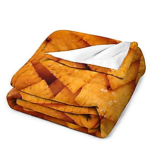 3D Funny Realistic Food Cheese Cracker Flannel Fleece Throw Blankets 50"X40" Soft Cozy Fluffy Winter Fall Blanket Cozy Soft Fuzzy Plush Home Decor for Couch Bed Sofa Living Room Bedroom