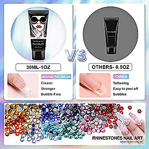 Morovan Poly Gel Nail Kit: Glitter Clear Poly Gel Nail Kit Starter Kit 18 Colors Poly Gel Nail Kit with U V Lamp DIY Poly Gel Kit with U V Light Nail Extension Kit
