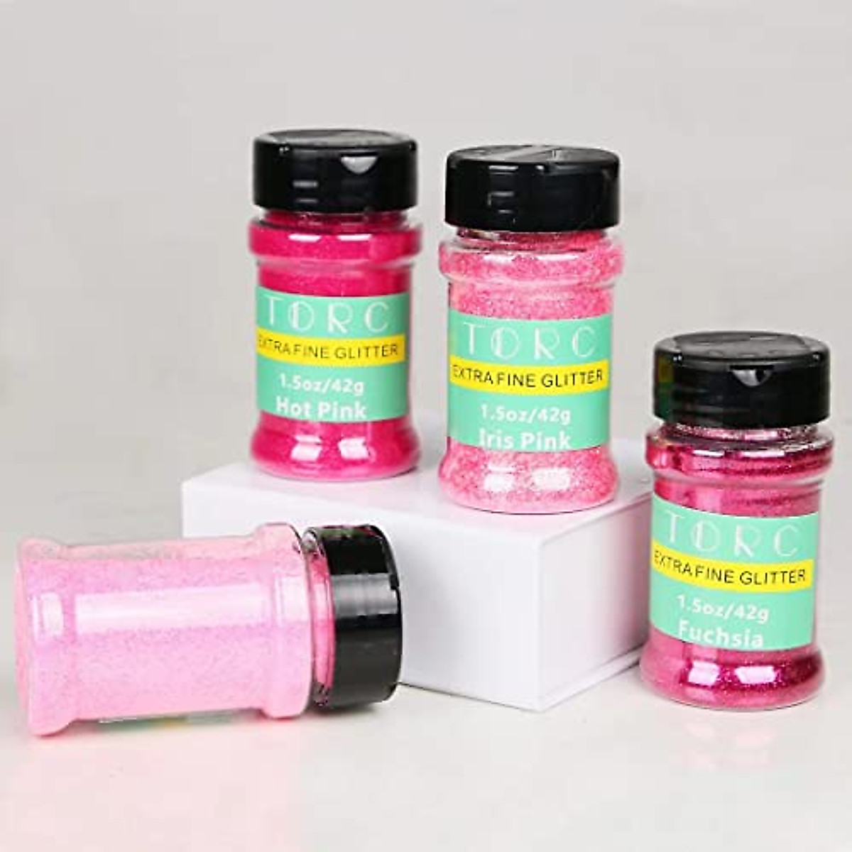 TORC 6 oz Pink Fine Glitter Set, Iridescent Pink Hot Pink Fine Glitter for Resin Crafts Tumblers Slime Cosmetic Nail Art Makeup Festival Decor