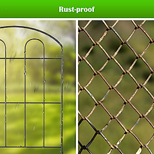 Decorative Garden Fence Outdoor 24in x 10ft Coated Metal RustProof Landscape Wrought Iron Wire Border Folding Patio Fences Flower Bed Fencing Animal Barrier Section Panels Decor