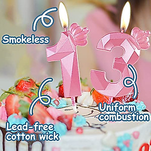 Number 30 Candles with Crown, 30th Birthday Candles, Pink Birthday Candles for Cake, 3D Design Cake Topper for Birthday Party Wedding Anniversary Celebration Decorations Supplies