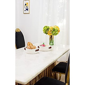 Small Woven Basket for Storage Oval Rope Coil Baskets with Handle Mini Cotton Basket Little Organizer Bins Boho Hamper Nursery Room for Kids Baby Dog Toy Gifts 7.87"x5.51"x4.33", XS White