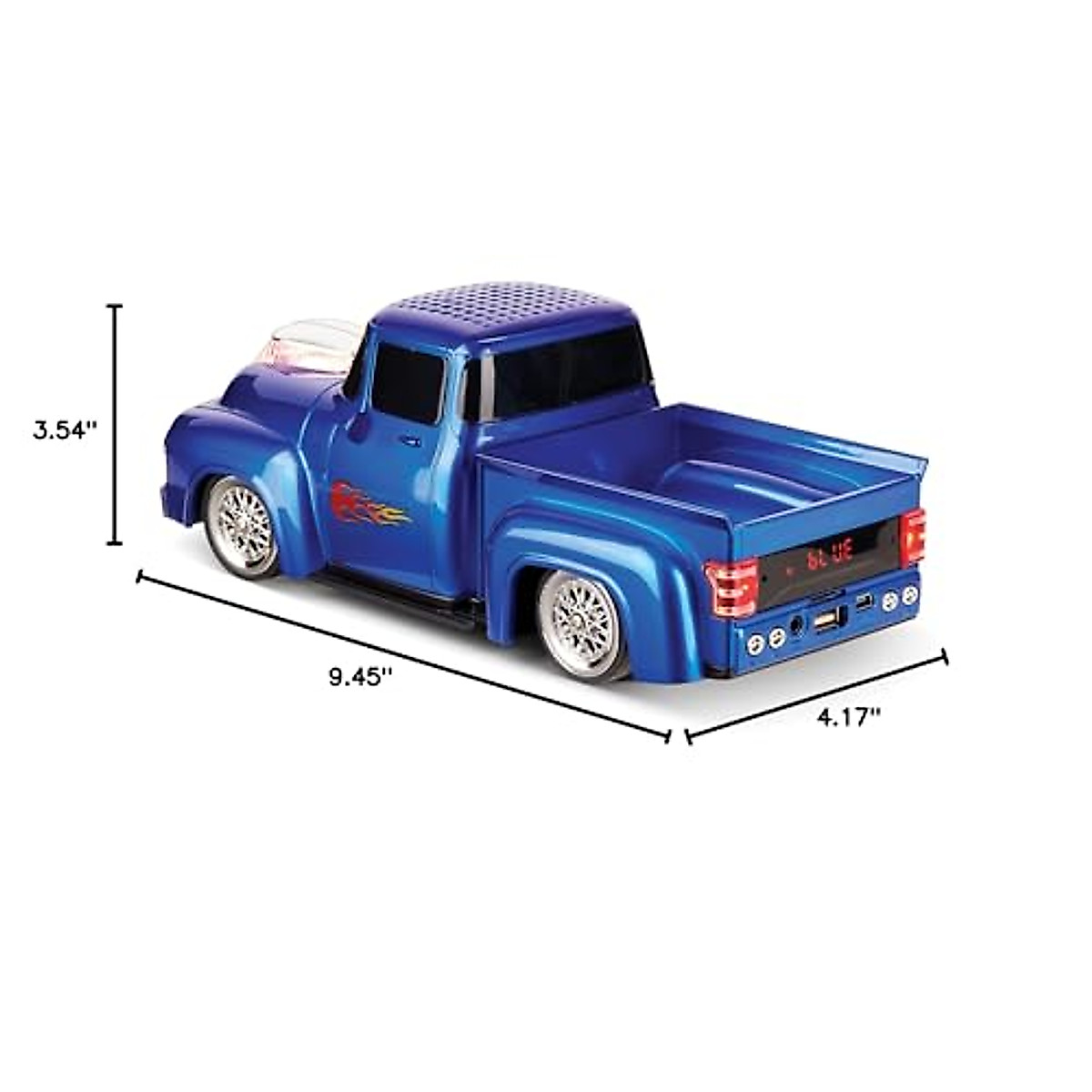 QFX Bluetooth 1956 Pickup Truck Replica Speaker, 3-inch Speakers, Hands Free Link, Built-in Microphone, FM Radio and LED Party Lights, Blue - BT-1956 BL