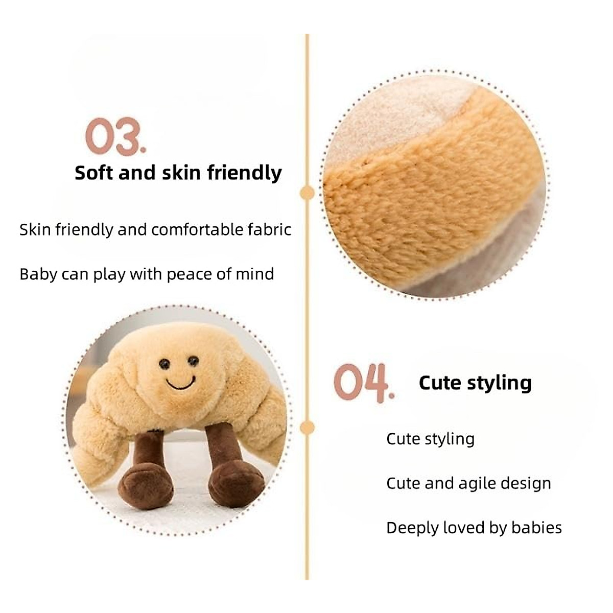 XIZHI Toast Bread Plush Toy Cute Croissant Plush Stuffed Funny Food Plushies Pillow Toy fors Gifts for Kids Birthday (Pretzel)