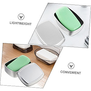 Alipis Box Aluminum Box Organizer Box with Lid Soap Holder with Lid Travel Soap Aluminum Cream Box Aluminium Soap Holder Bar Soap Container Metal Silver Square Box Mini Soaps