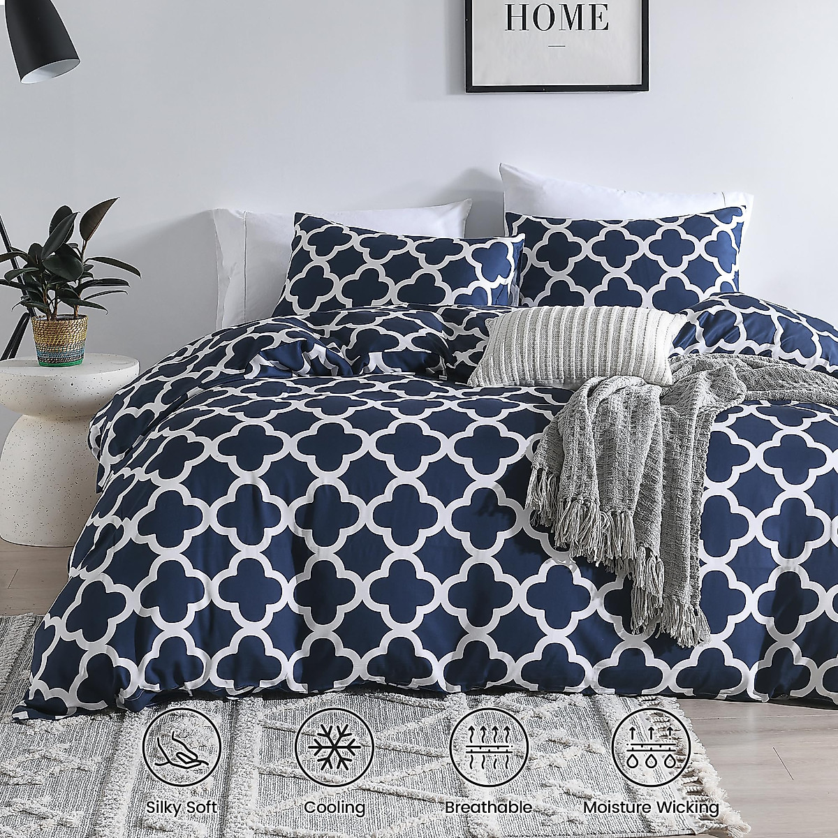 Rosecret Green Duvet Cover Queen Szie,Ultra Soft and Cooling,100% Viscose Derived from Bamboo,1 Duvet Cover 2 Pillowcases with Corner Ties,Button Closure,Teal Green(Queen)