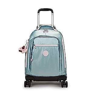 Kipling New Zea Metallic 15" Laptop Rolling Backpack Fairy Green Met