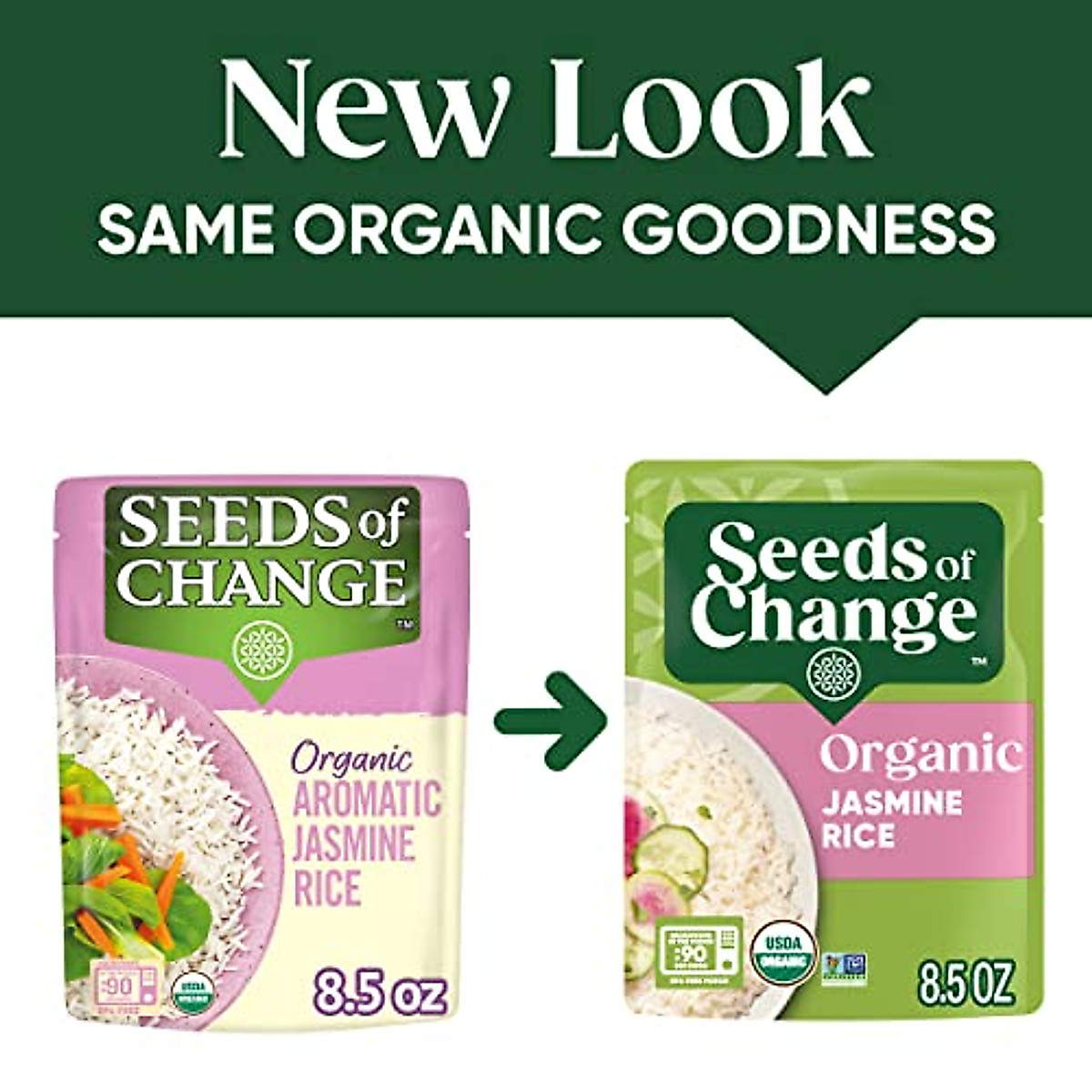 SEEDS OF CHANGE Organic Aromatic Jasmine Rice, Microwaveable Ready to Heat. 8.5 Ounces (Pack of 12)