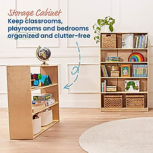 ECR4Kids Streamline 3-Shelf Storage Cabinet, 36in High, Double-Sided Display, Natural