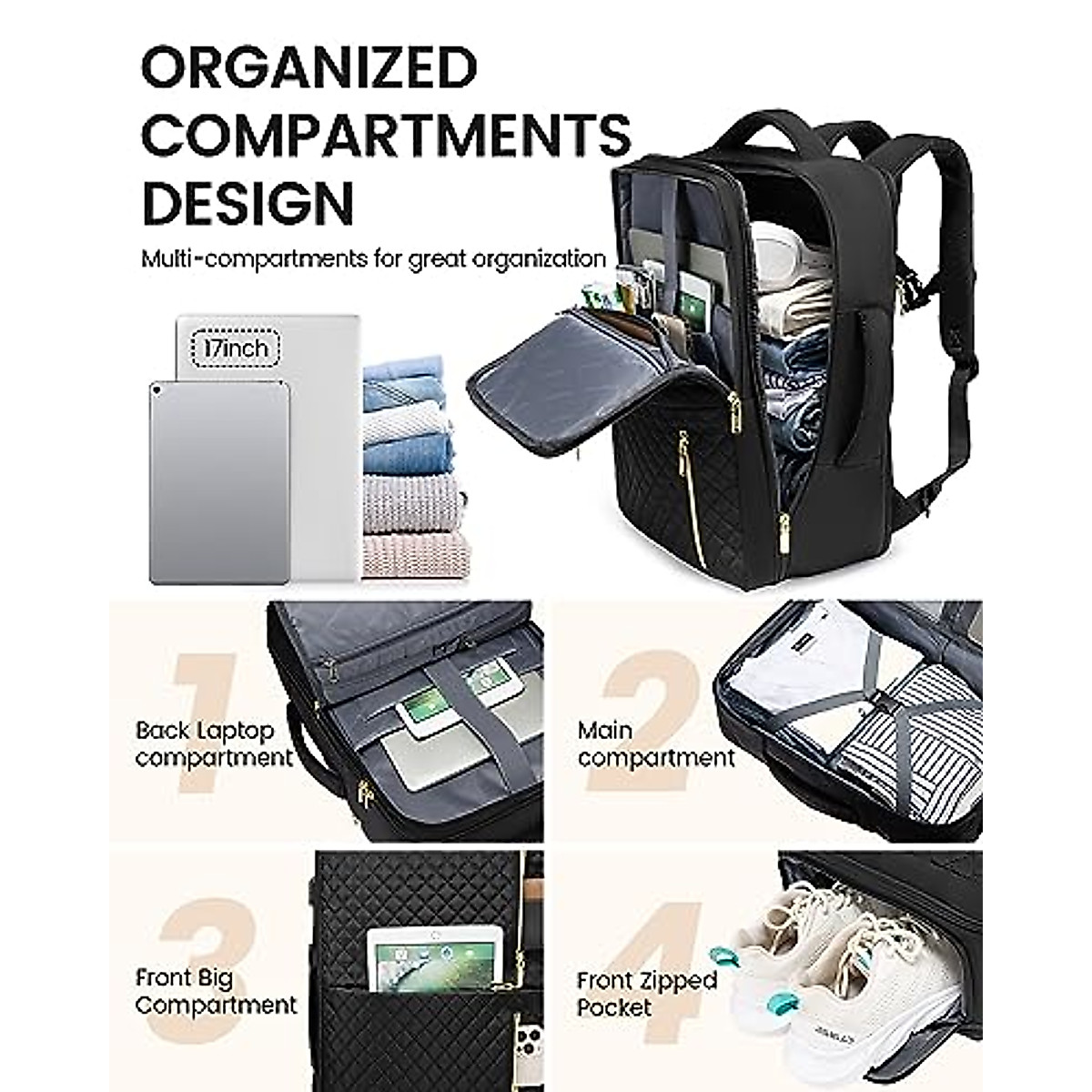 LOVEVOOK Carry On Backpack, 50L Airline Approved Travel Backpack for Women as Personal Item, Expandable 18 inch Laptop Backpack, Large Casual Daypack Waterproof Luggage Suitcase with Toiletry Bag