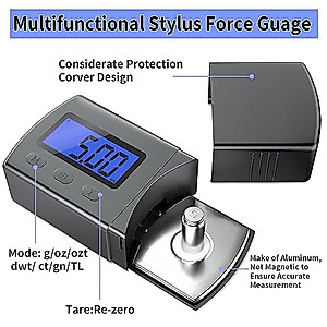 DIGITNOW Digital Turntable Stylus Force Scale Gauge 0.01g/5.00g,Tracking Force Pressure Scale for Tonearm Phono Cartridge, Blue LCD Backlight