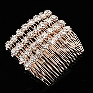 WBCBEC 4 Pack High-grade Alloy Diamond Rhinestone Flower Hair Side Combs Wedding Bridal Jewelry Hair Clips for Women