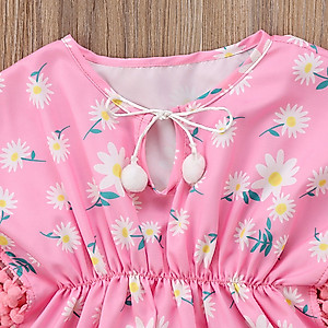 Douhoow Toddler Baby Girls Swim Cover-up Beach Sundress Summer Poncho Rash Guards (Pink, 1-2T)