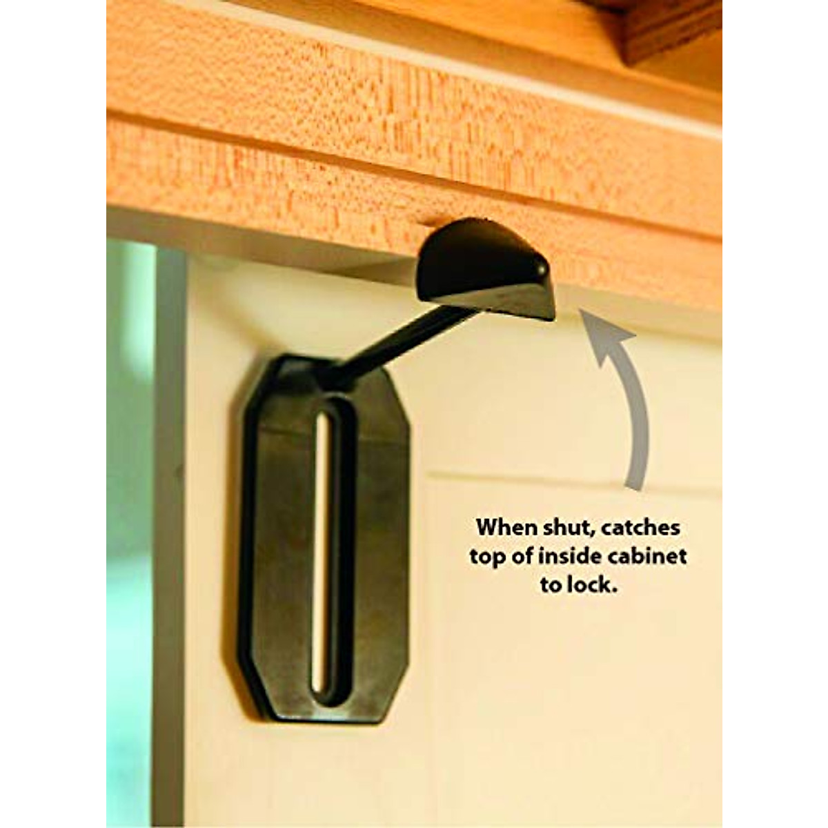 Simple Latch Childproof Cabinet Lock Black - Strong and Easy Adhesive Latch. No Tools Required (8-Pack)