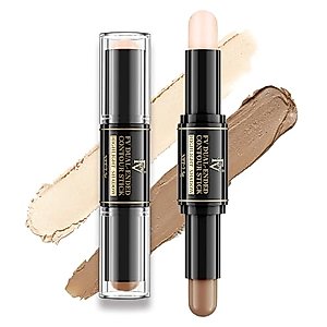 FV Cream Contour Stick, 2-in-1 Face Shaping Stick for Highlighting & Contouring, Bronzer Stick，Long Lasting & Waterproof，Non-Sticky Highlighter Makeup Pen for Light/Medium Skin Tones, 0.26oz (7.5g)